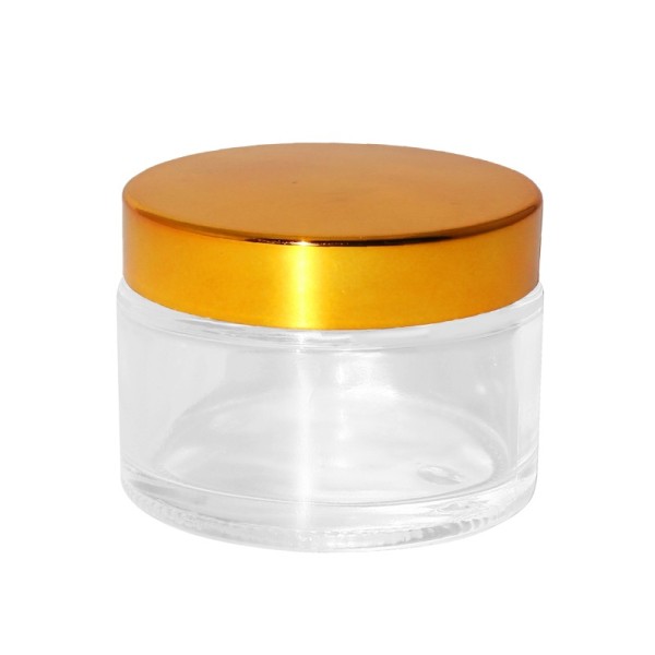 Quality Portable Glass Cream Jars 30g Cosmetic Cream Containers With Golden Colored Lid for sale