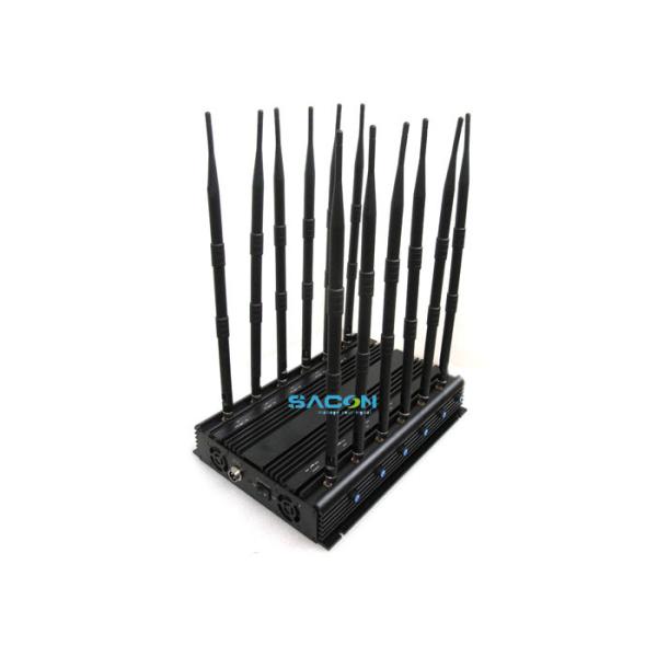 Quality 30W Output Power 12 Channels Wireless Signal Jammer with Car Adaptor Design for Prison Cell Phone Blocking for sale
