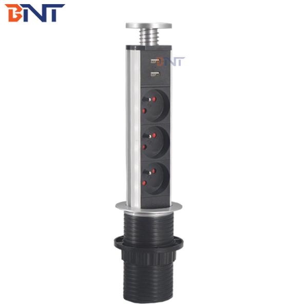 Quality Hidden Table Mounted Pop Up Counter Outlet With Three EU Power Interfaces for sale