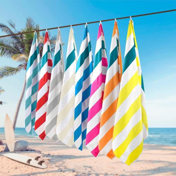 Quality 200gsm Suede Woman Printed Beach Towel Pink Striped Beach Towel for sale