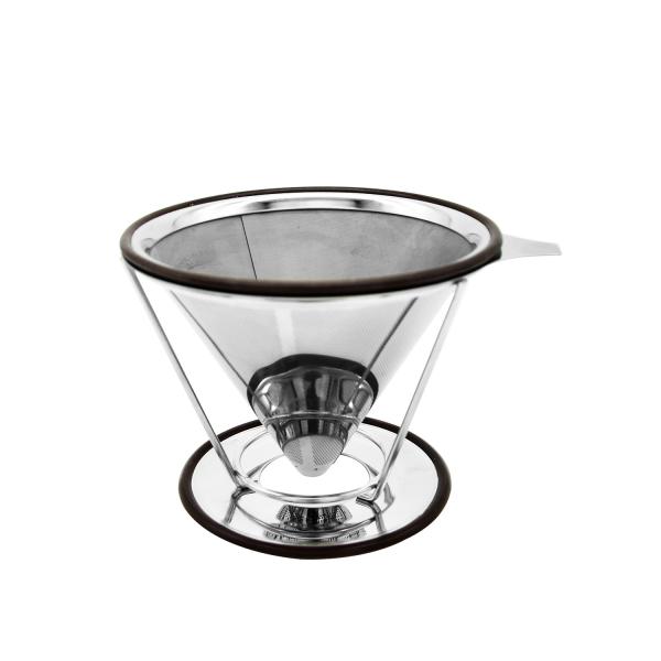 Quality Portable 304 Stainless Steel Coffee Filter Cone Pour Over Coffee Metal Filter for sale