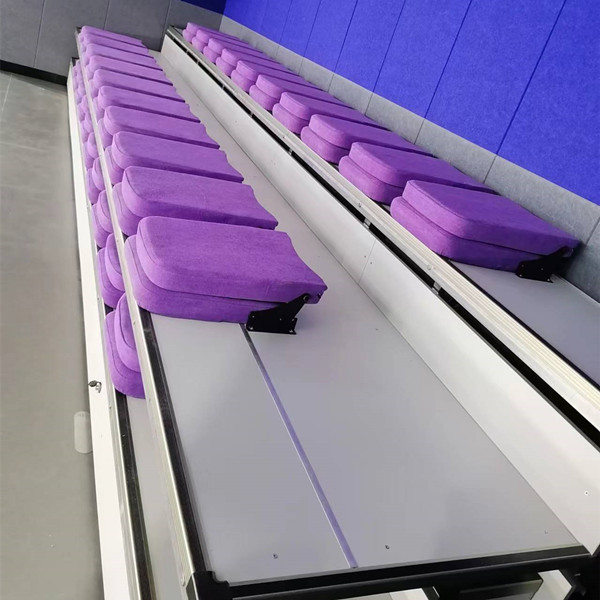 Quality purple Floor Mounted Telescopic Seats Retractable Bleacher Seating System for sale
