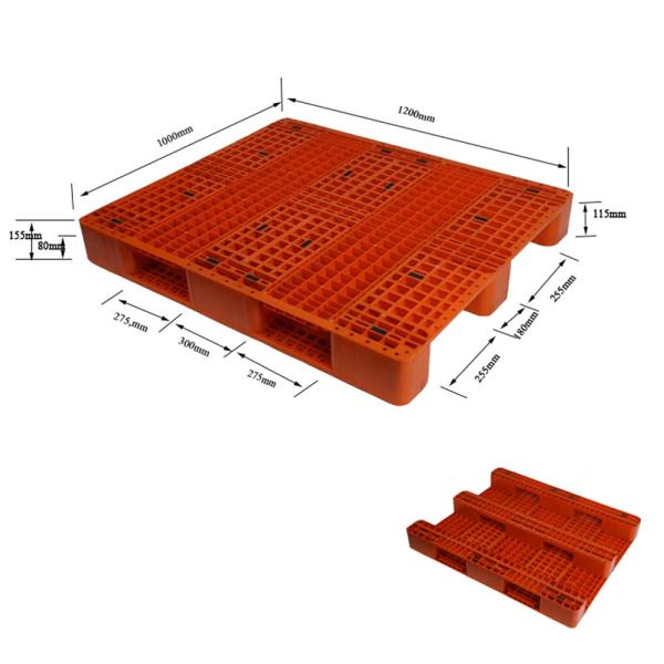 Quality 1000*1200mm Red Plastic Pallets Nestable Plastic Floor Pallet for sale