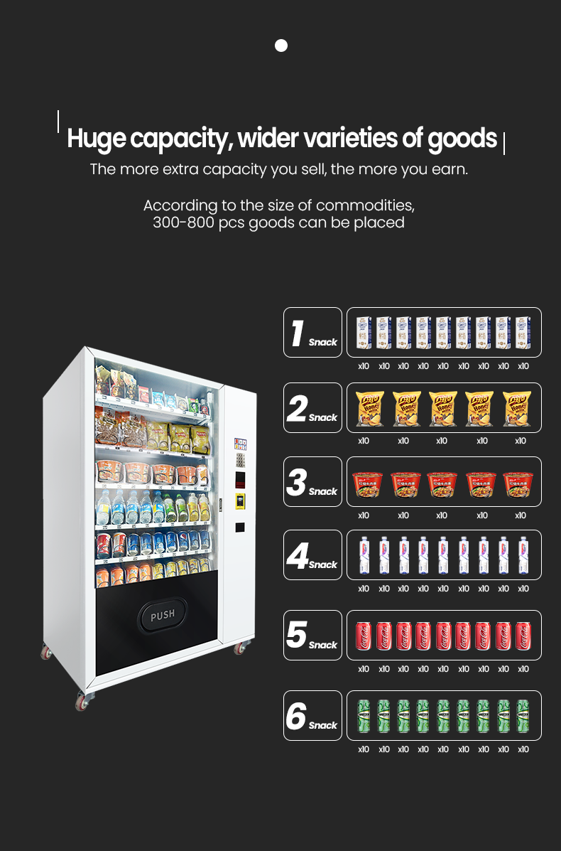 High Security Normal Keypad Cold Soda Drinks Snack Vending Machine with 5 inch Screen
