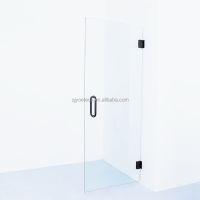 Quality QJY-HD Tempered Glass Black Adjustable Hinged Single Framleless Shower Door for for sale