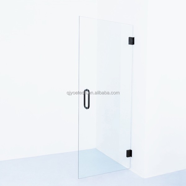 Quality QJY-HD Tempered Glass Black Adjustable Hinged Single Framleless Shower Door for  Living Room for sale