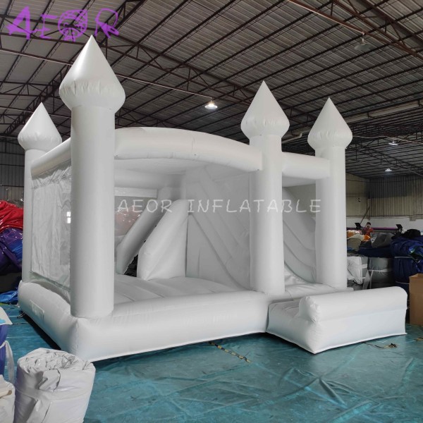 Quality Backyard Inflatable White Bounce House Combo White Inflatable Castle With Slide for sale