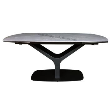 Quality Large Tempered Glass Extendable Dining Table Ceramic Topped For 10-12 Seats for sale