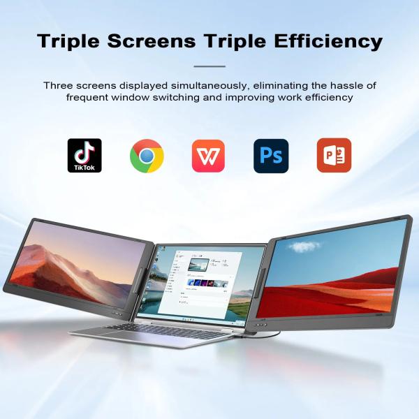 Quality Custom 14inch Laptop Monitor Extender Trio Triple Monitor 1920x1080 for sale