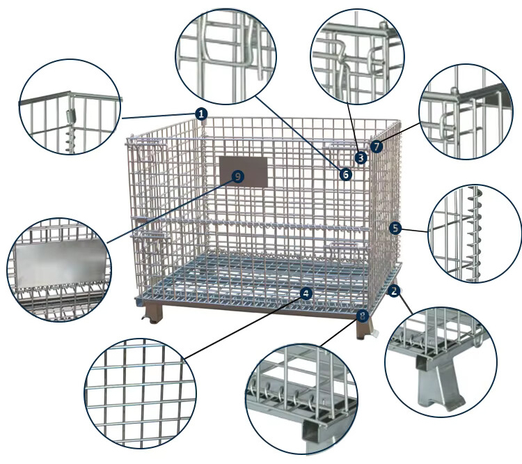 Storage Cage For Logistics Warehousing ASRS Foldable Wire Mesh Container