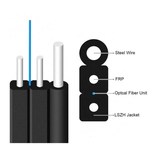 Quality Indoor / Outdoor FTTH Drop Cable Steel Wire Self Supporting Bow Type Cable for sale