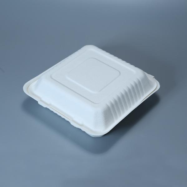 Quality 800ml Takeaway Containers Microwave Safe Bagasse Clamshell Birthday Party for sale