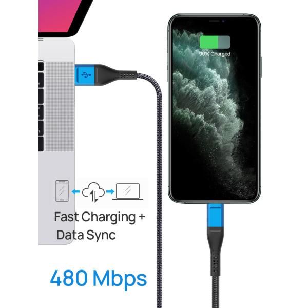 Quality PD 3A 18W Iphone USB Charging Cable Braided Lightning Cable for sale