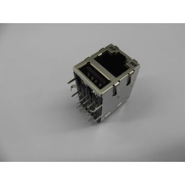 Quality Integrated Tab Up RJ45 USB Network Connector with usb 2.0 for PCMCIA Net Card for sale