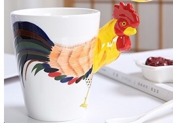 Quality Rooster 9cmx11cm Cafe Store 3D Ceramic Mugs for sale