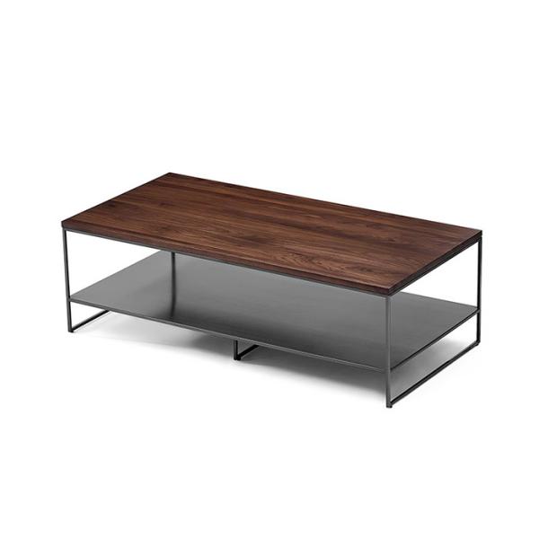 Quality Rectangle Iron Central Coffee Table Grey Metal Oak Top Coffee Table for sale