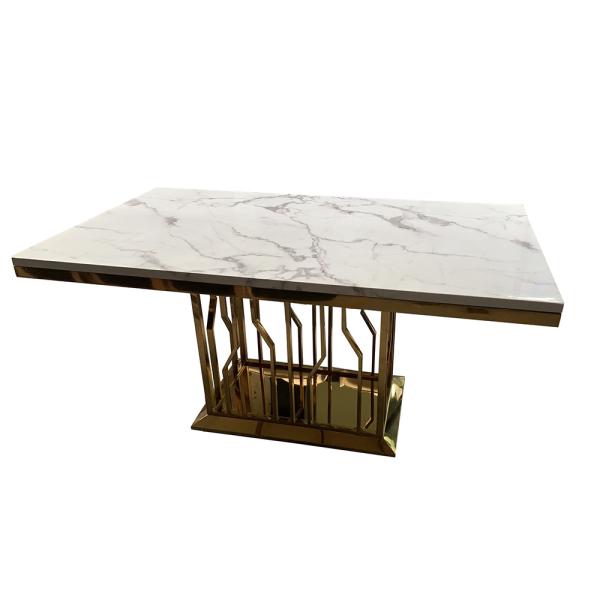 Quality Modern Luxury Stainless Steel Marble Apartment Square Dining Table for sale