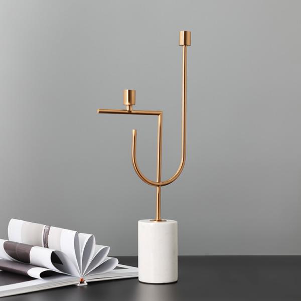 Quality Classic Marble Base 520mm 460mm Gold Metal Candle Holder for sale