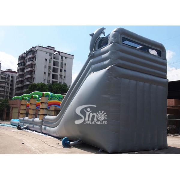Quality 71' long kids tropical commercial inflatable water slide with big pool N 2 for sale