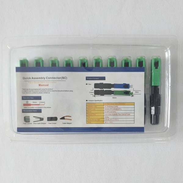 Quality FTTH Fiber Optic Connector Field Mountable Sc APC 10 Pack Fast Connectors for sale