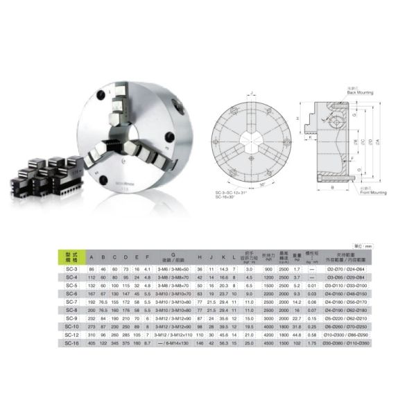 Quality Accuracy 0.03mm AutoStrong 3 4 6 Jaw Strong Scroll Chuck Plain Back Solid Jaws for sale