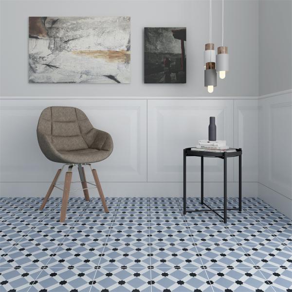 Quality Blue Ceramic Rustic Tile 20x20cm Clay Indoor Floor for sale