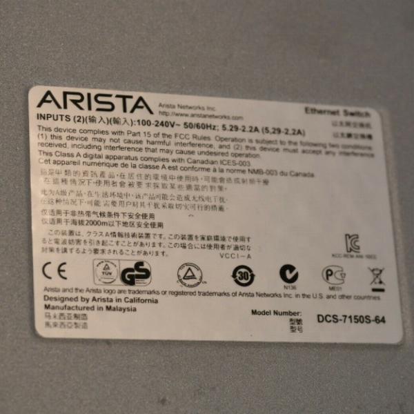 Quality Arista Dcs DCS-7150S-64-CL-F Switch 48x 10G SFP 4x 40G QSFP 598Gbps Capacity for sale
