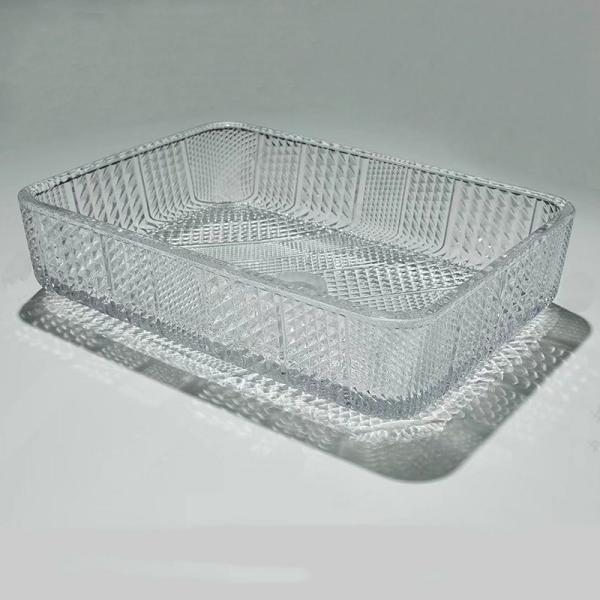 Quality Rectangular Glass Wash Basin Table Top 12 Inch Crystal Clear for sale