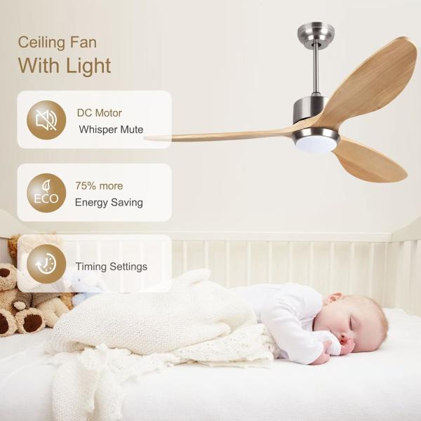 Quality White Black Gold 52 Ceiling Fan With Light 6 Speed DC Motor for sale