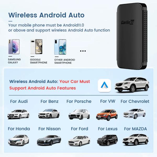 Quality Original Wired To Wireless Android Auto Adapter A2A Bluetooth WiFi Auto Connect for sale