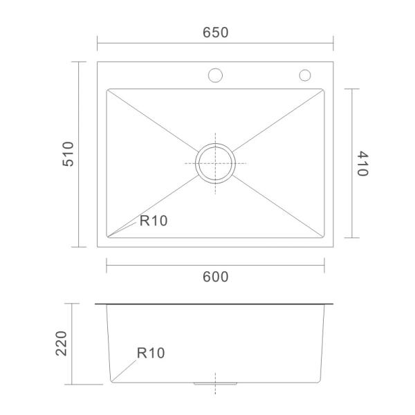 Quality 32x18 Topmount Stainless Steel Kitchen Sink Brushed 90mm Drain Opening for sale