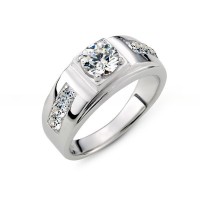 Quality 1Ct Solitaire Diamond Zircon S925 Sterling Silver Rings Round For Unisex for sale
