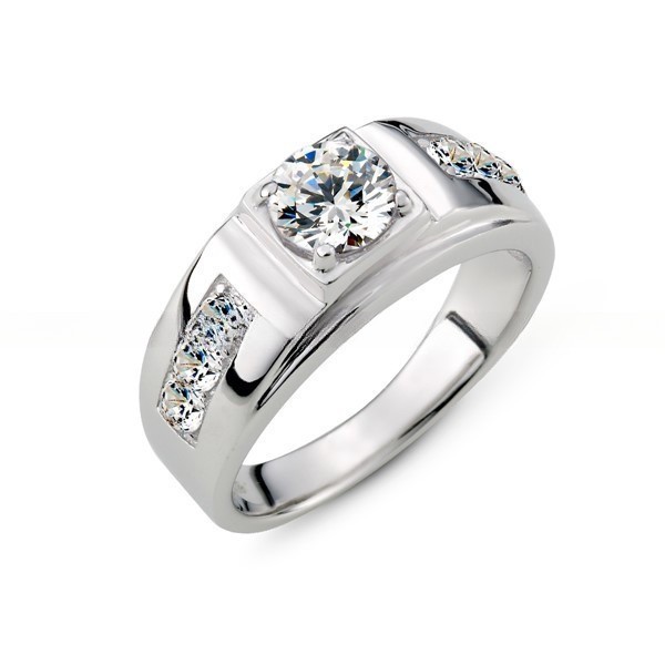 Quality 1Ct Solitaire Diamond Zircon S925 Sterling Silver Rings Round For Unisex Engagement Anniversary for sale