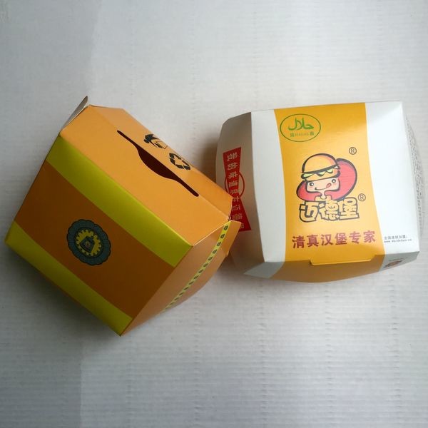 Quality Disposable Paper Takeaway Box Clamshell Pack Burger Packaging Box Restaurants for sale