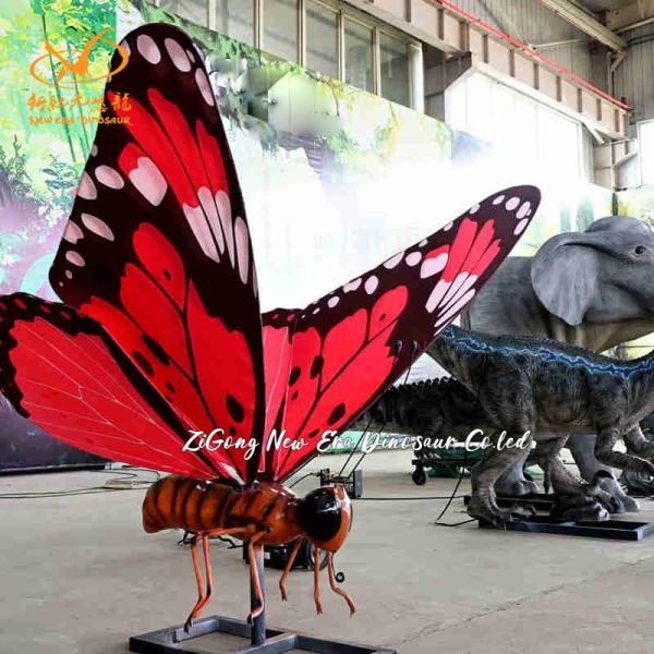 Quality Simulation Animated Butterfly Animatronic Insect Red Color for sale