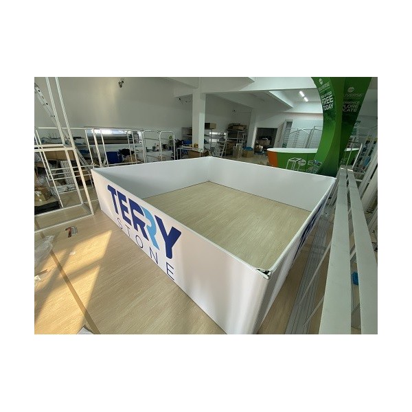 Quality Square Ceiling Overhead Hanging Trade Show Signs Curved Fabric Display Stand for sale