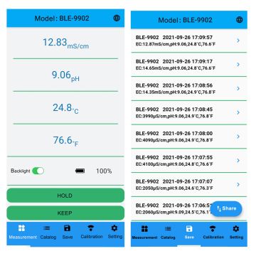 Quality Smart Bluetooth PH Meter EC Water Quality Tester 5 Point Automatic Calibration for sale