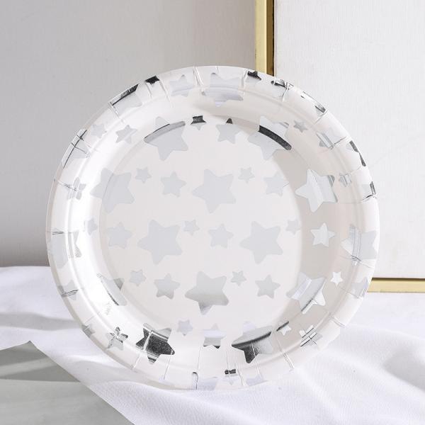Quality 2023 Gold Polka Dots on Pink Background Disposable Paper Dinnerware Sets for for sale