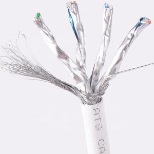 Quality High Speed 22AWG 4pair Solid Bare Copper CCA CAT8 LAN Cable , Cat8 Ethernet Cord for sale