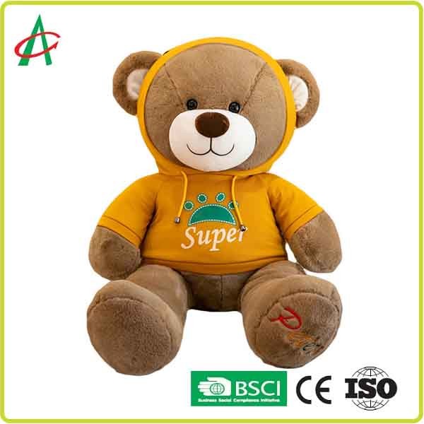 Quality CE 30cm Plush Teddy Bear Reinforced Stitching With Hoodie for sale