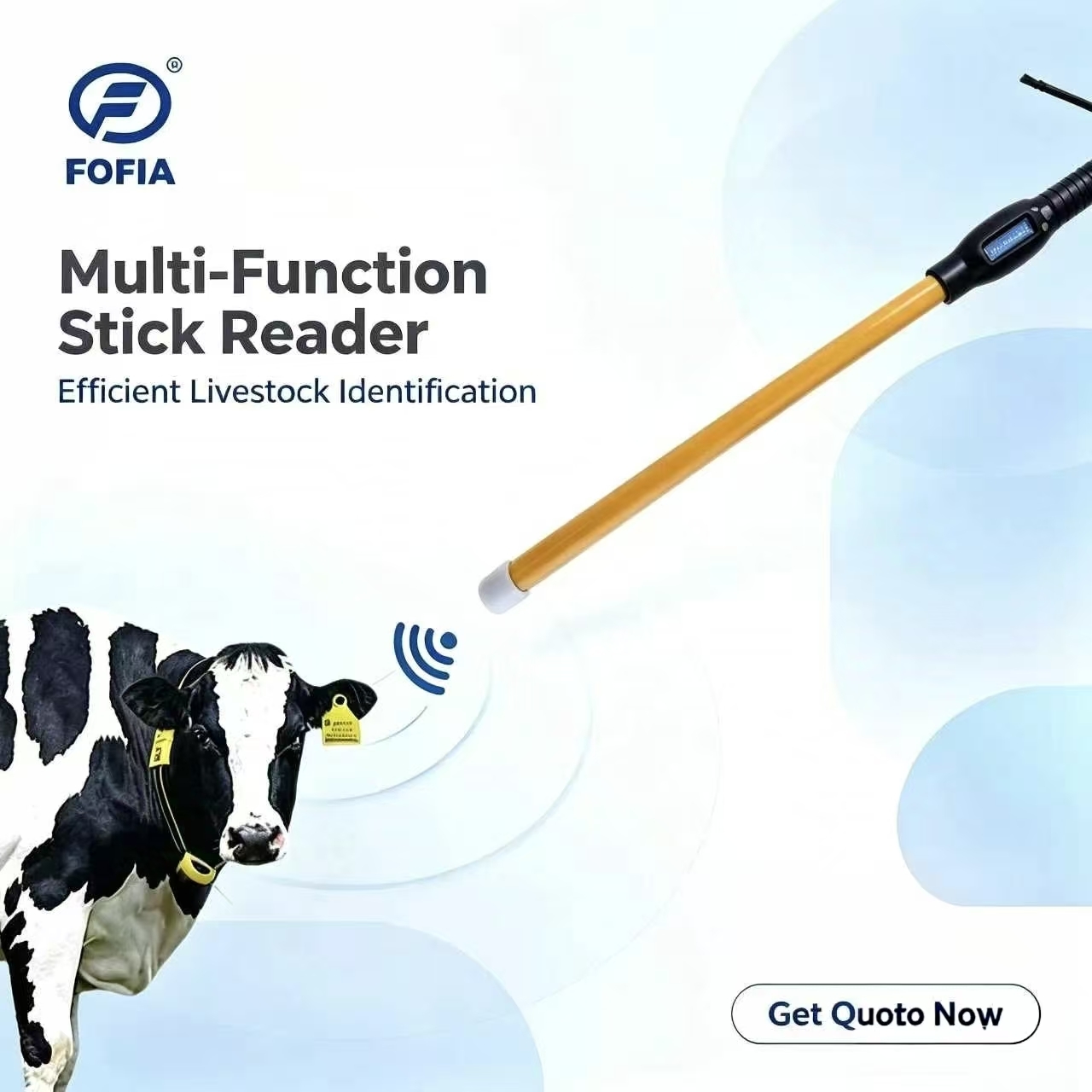 Quality New FOFIA Waterproof RFID Stick Reader 134.2kHz  Cattle ID USB RS232 7000 Records Storage ISO11784/5 Long Reading Distance for sale