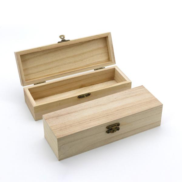 Quality 13in Single Solid Wine Bottle Box Gifts Wooden Wine Boxes with Hinged Lid for sale