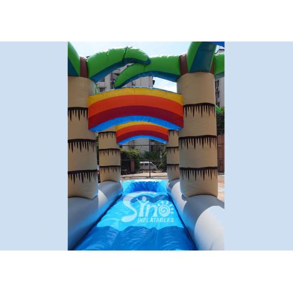 Quality 71' long kids tropical commercial inflatable water slide with big pool N 2 for sale