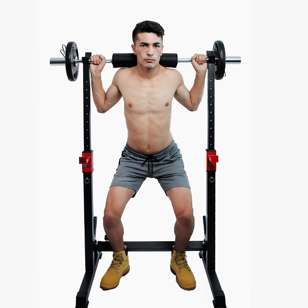 Quality Steel W107cm H150cm Gym Squat Rack Adjustable Black Red Power Squat Rack for sale