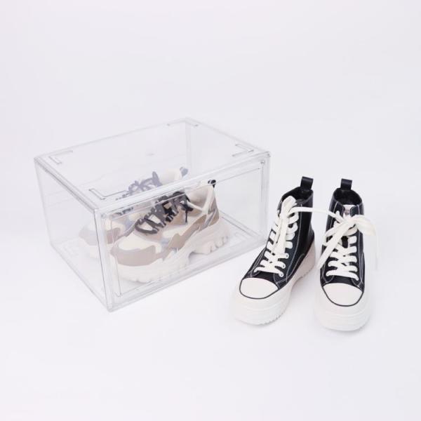 Quality Stackable Magnetic Door Clear Acrylic Shoe Box Transparent for sale