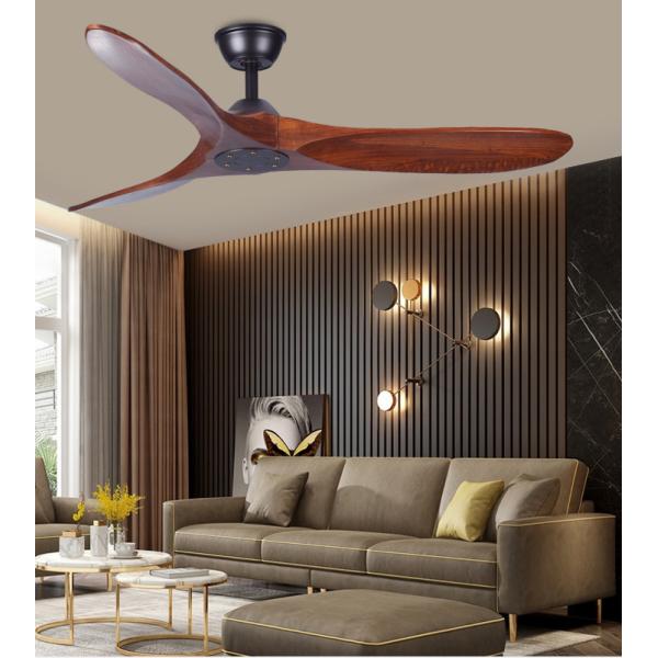 Quality Brown ECO Solid Wood Ceiling Fan 52in 3 Blade Wood Fan for sale