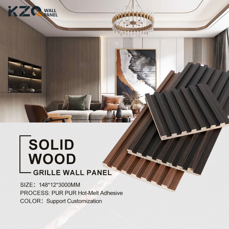 Quality Solid Wood Grid Wall Panel Fireproof And Waterproof Wall Decoration For Indoor Background Walls for sale