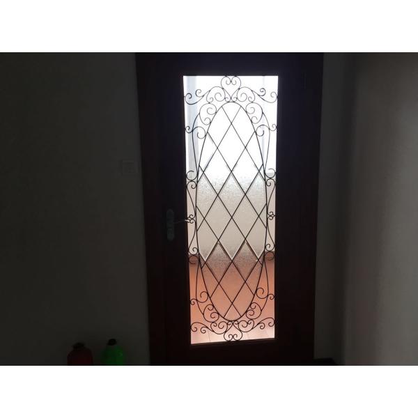 Quality Wooden Art Glass Panels Acid Etched Triple Layers Finished Surface for sale