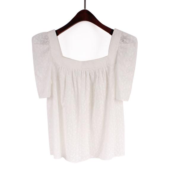 Quality Square Neck Snow black cotton Retro Style Blouses for sale