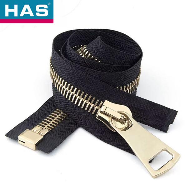 Quality Metal #12 Separating Zippers 27 Inch Metal Jacket Zipper Gold Teeth for sale